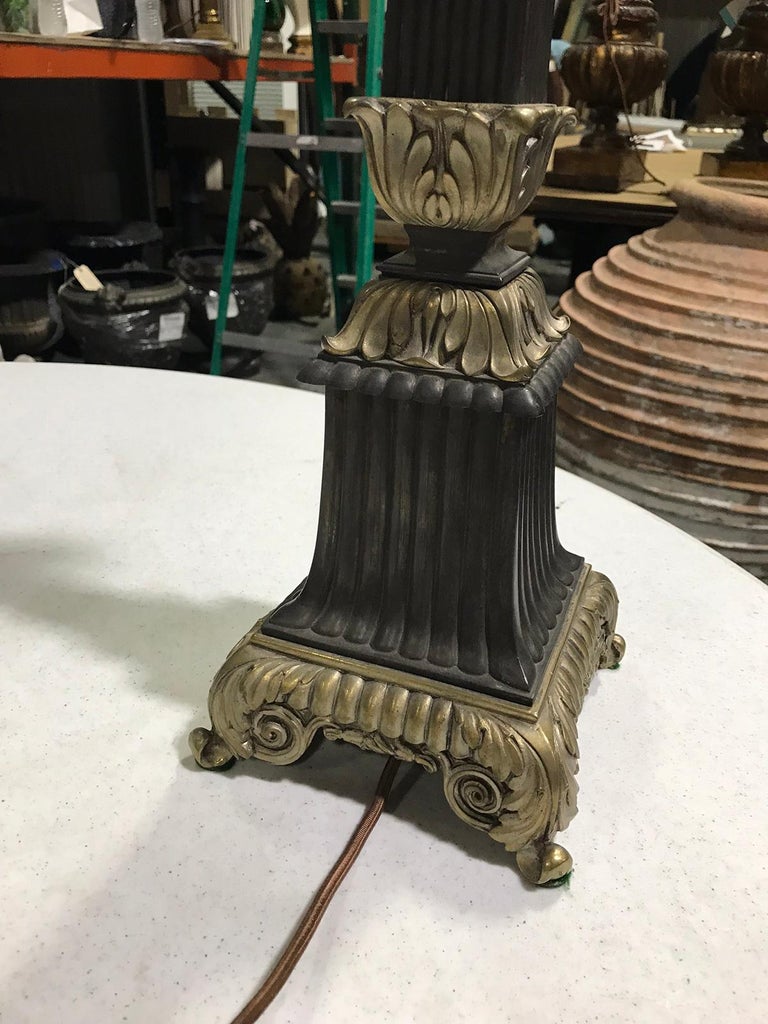 19th-20th Century Regency Style Bronze Column Lamp For Sale at 1stDibs