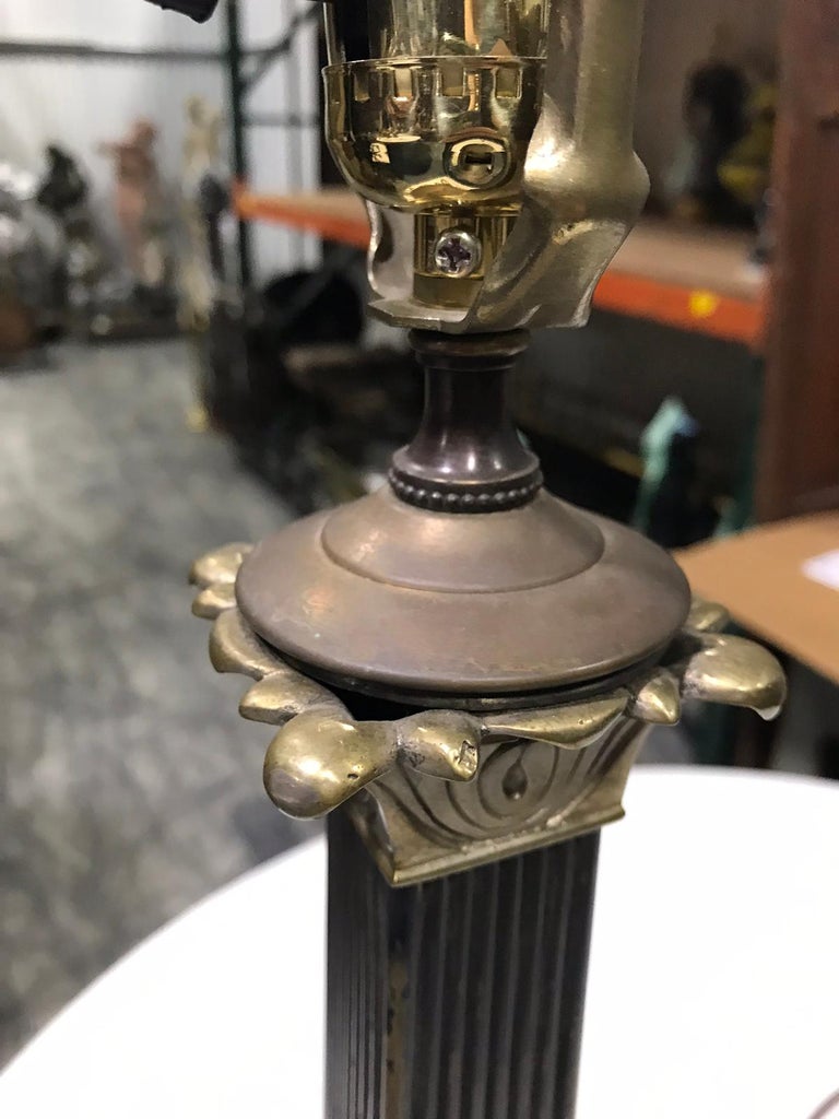 19th-20th Century Regency Style Bronze Column Lamp For Sale at 1stDibs