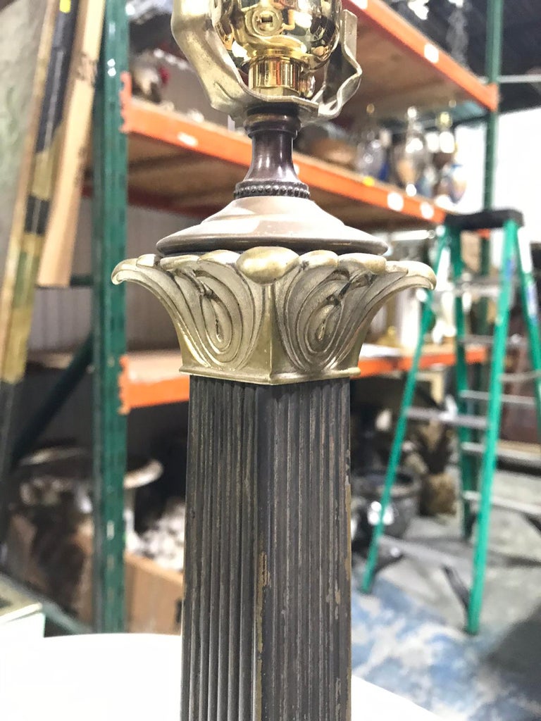 19th-20th Century Regency Style Bronze Column Lamp For Sale at 1stDibs
