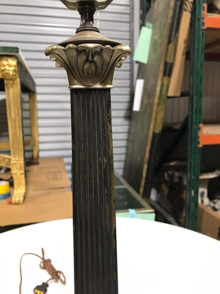 19th-20th Century Regency Style Bronze Column Lamp For Sale at 1stDibs