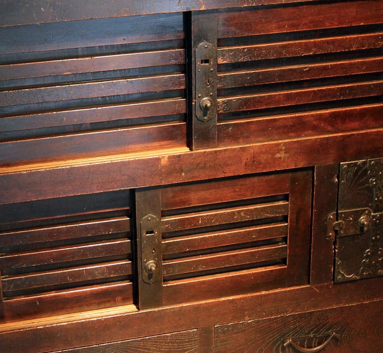 19th Antique Japanese Choba Tansu Keyaki and Kiri Wood For Sale at 1stDibs