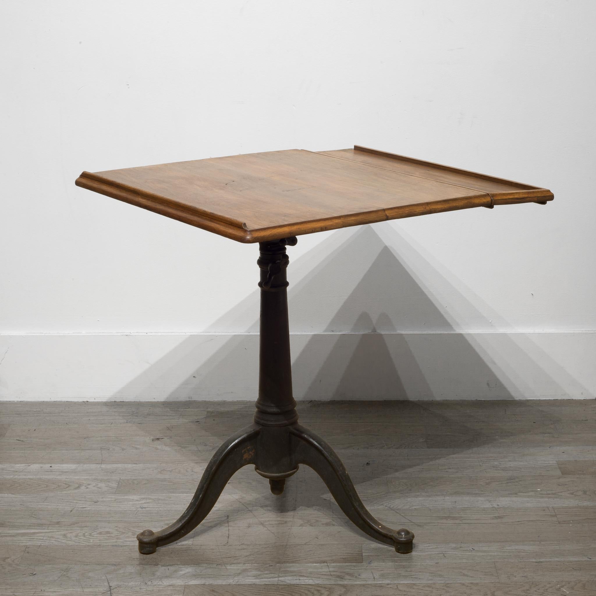 19th Century Adjustable Walnut and Cast Iron Drafting Table, circa ...