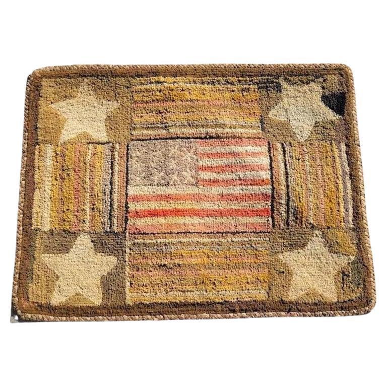 19th C American Flag and Stars Hand Hooked Rug For Sale at 1stDibs ...