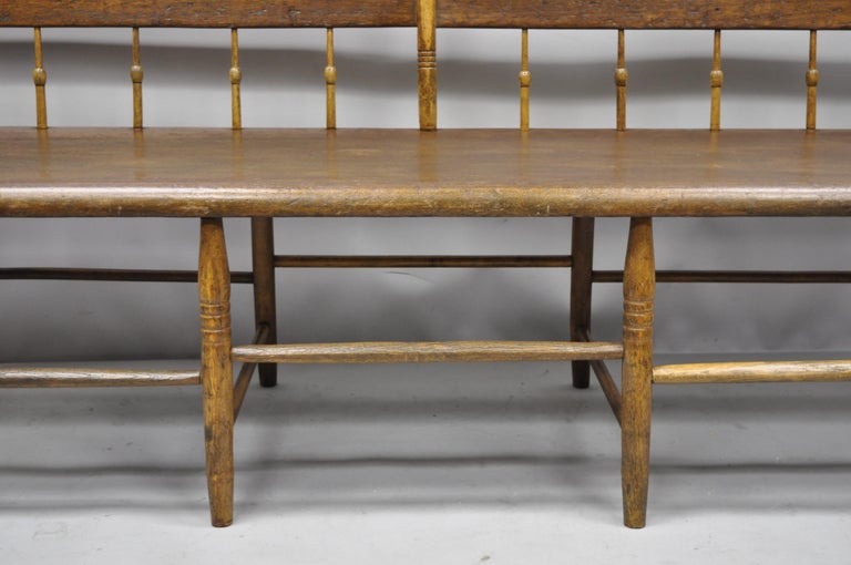 19th Century Antique American Colonial Spindle Back Pine Wood 8 Leg ...