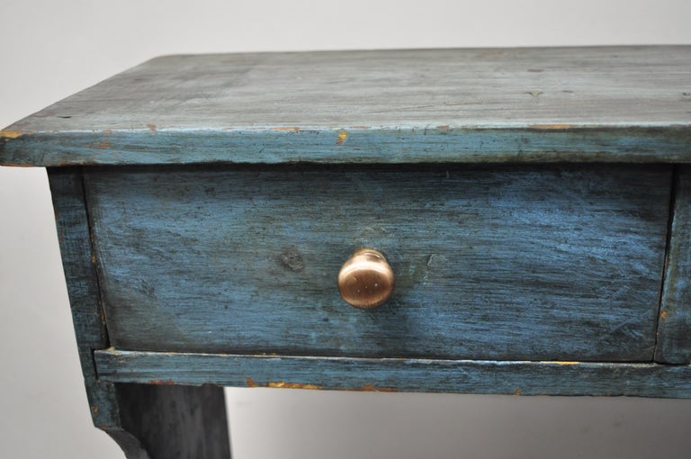 Antique Primitive Country Blue Distress Painted Stepback Cupboard ...