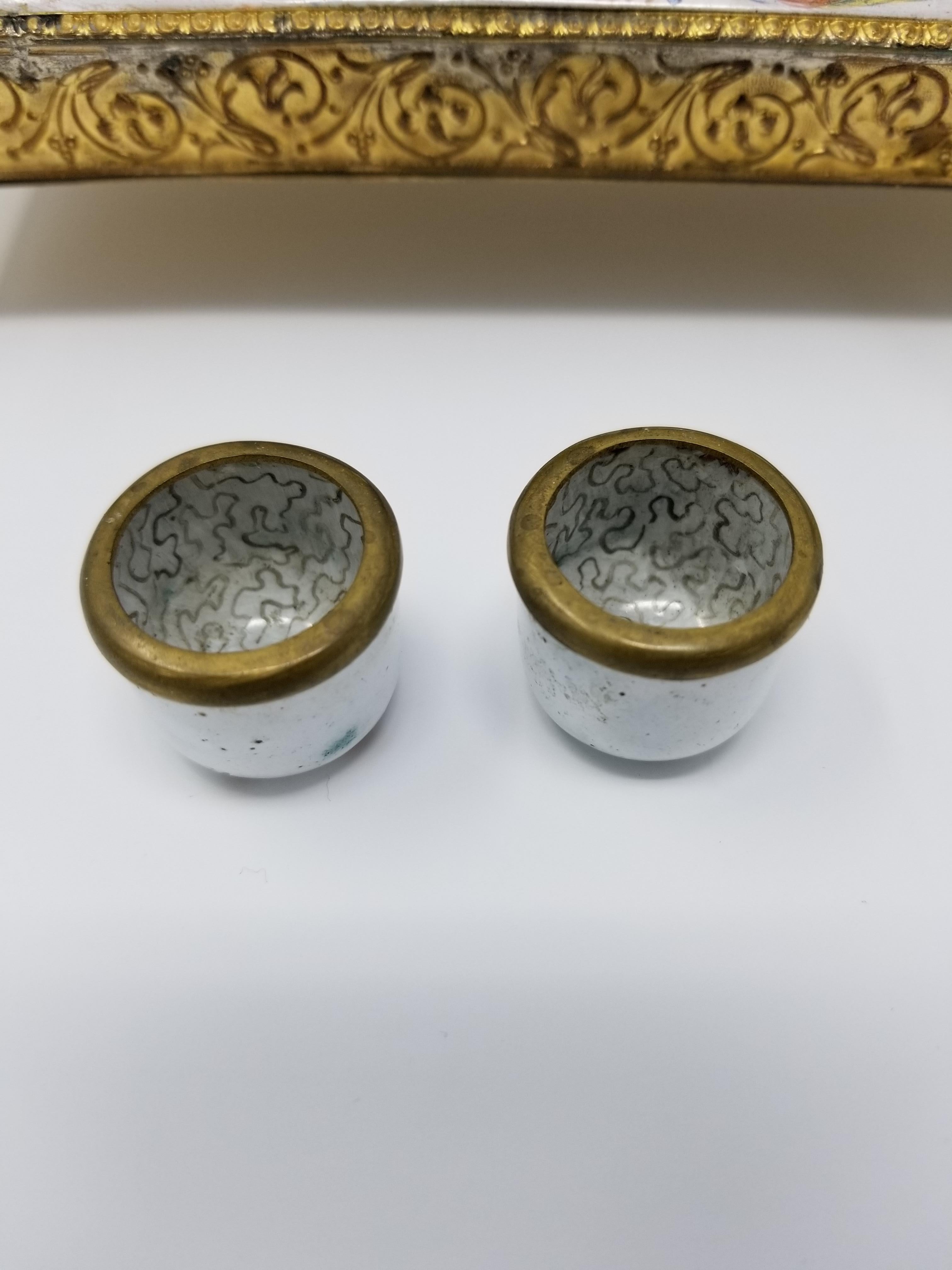 Austrian Viennese Enamel Inkwell Recamier with Classical/ Landscape ...