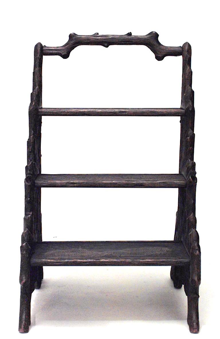 Black Forest Walnut Library Ladder For Sale at 1stDibs