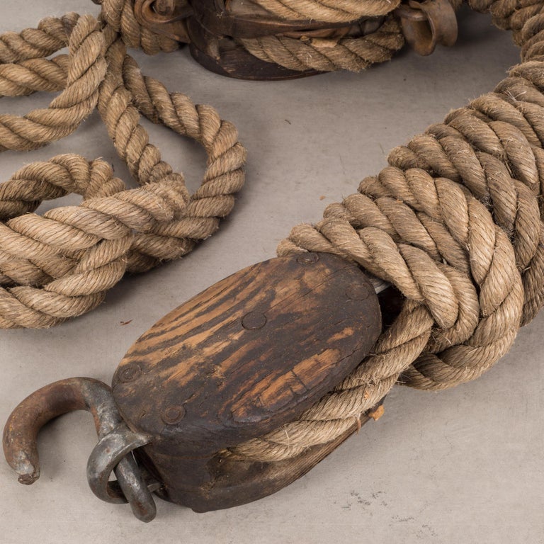 19th Century Block and Tackle with Rope, circa 1880s For Sale at 1stDibs