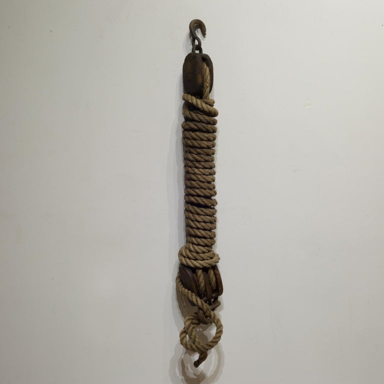 19th Century Block and Tackle with Rope, circa 1880s For Sale at 1stDibs