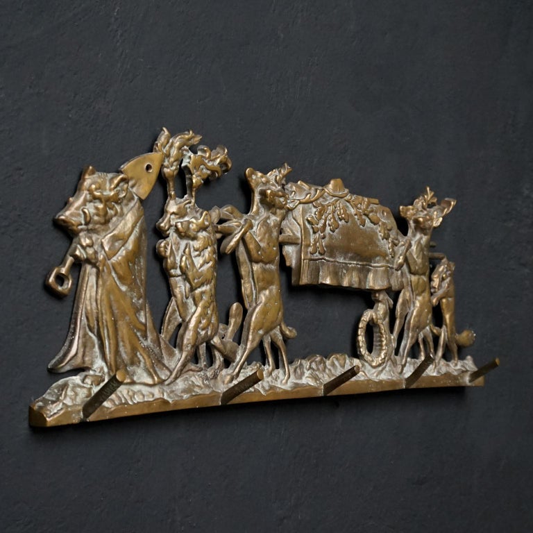 19th C. Brass Coat Rack 'the Hunters Funeral' Depiction After Moritz ...
