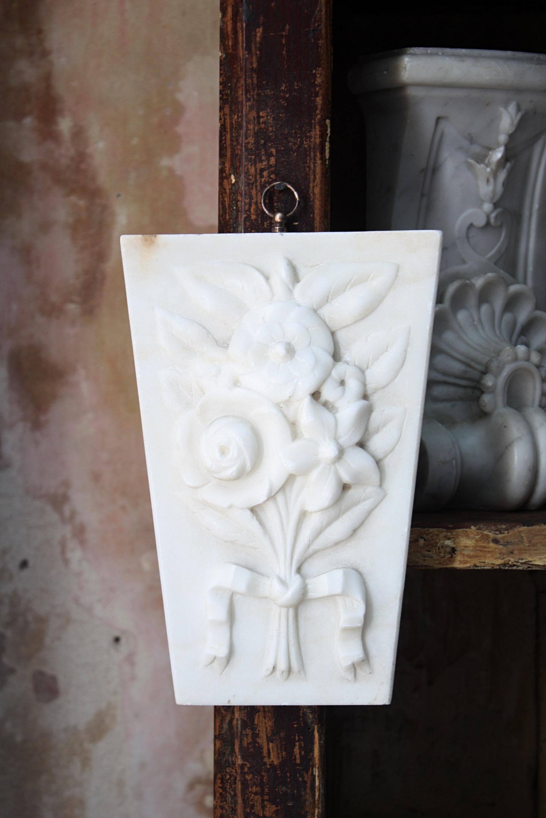 19th C Carved Trio of Marble Decorative Architectural Elements Grand ...