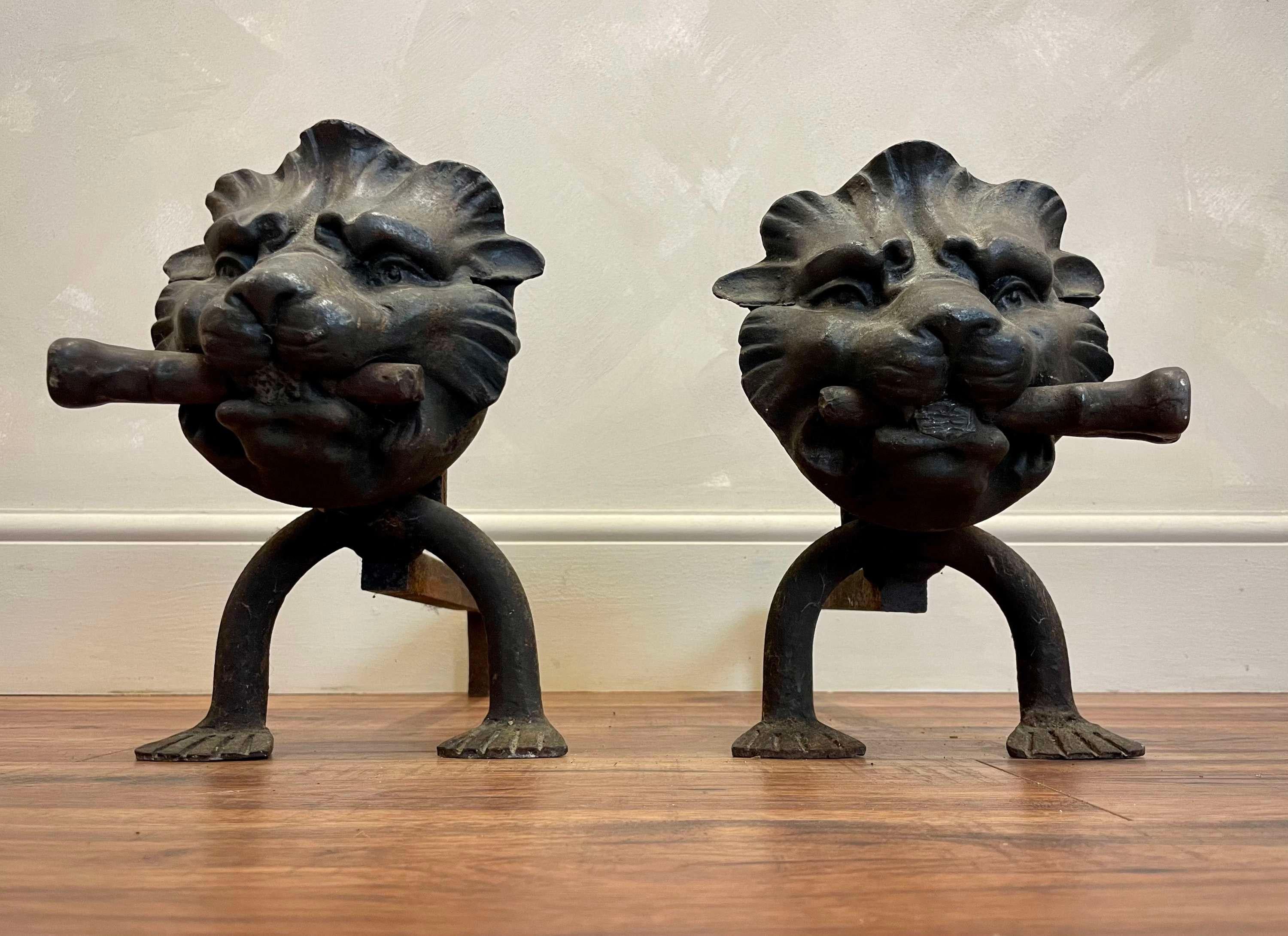 19th Century Cast Iron French Fire Dogs Andirons Country House For Sale ...