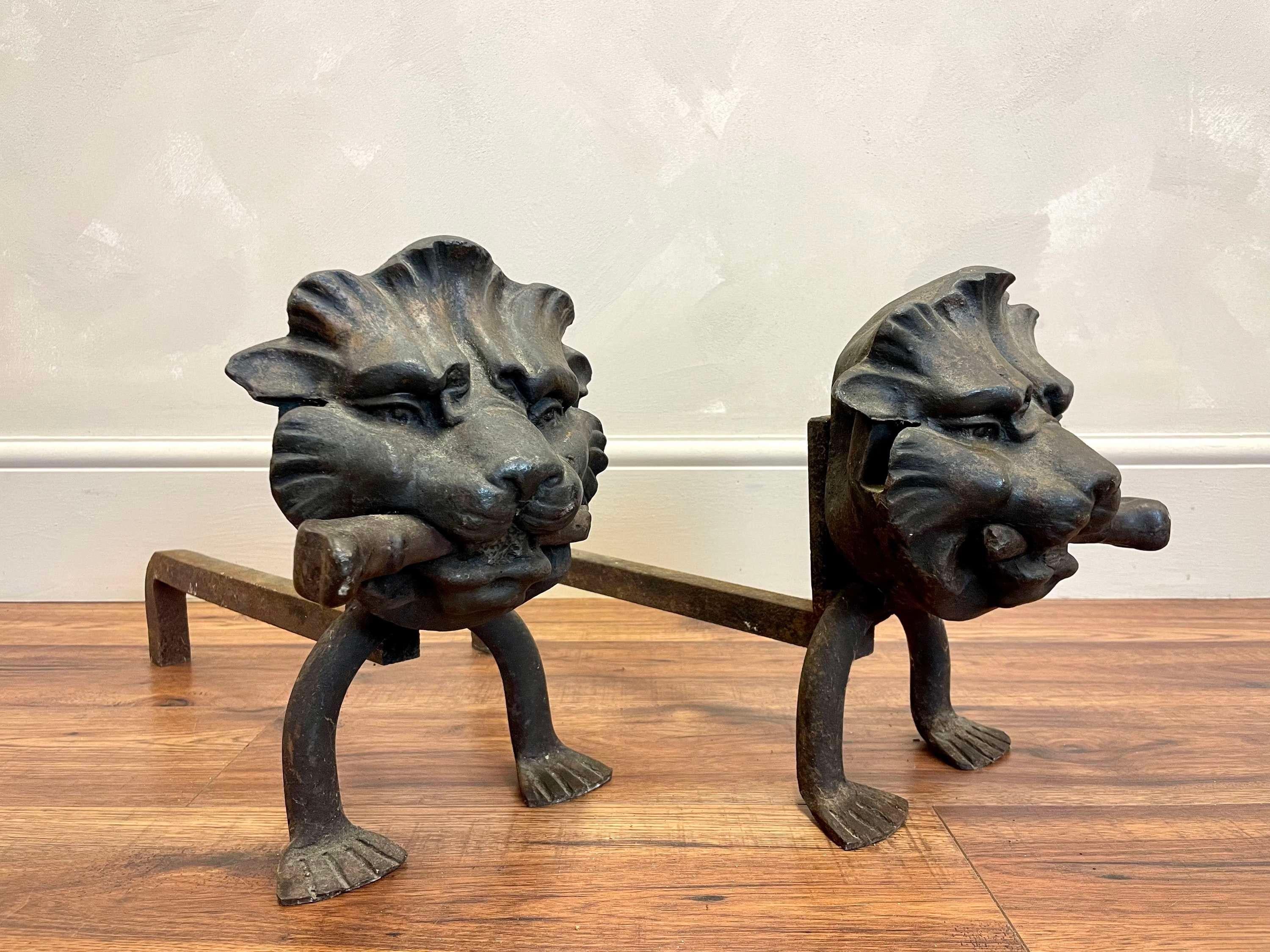 19th Century Cast Iron French Fire Dogs Andirons Country House For Sale ...