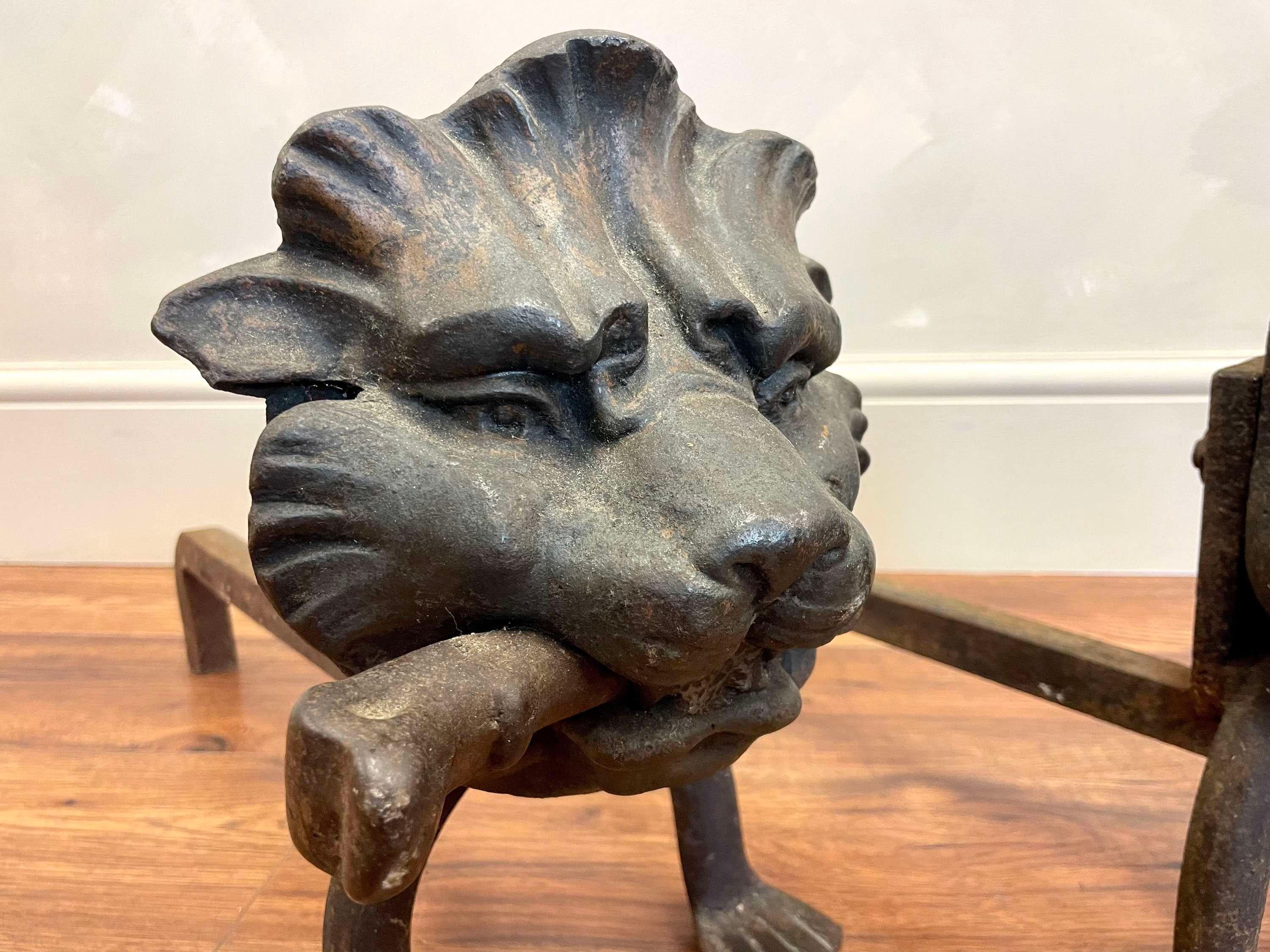 19th Century Cast Iron French Fire Dogs Andirons Country House For Sale ...