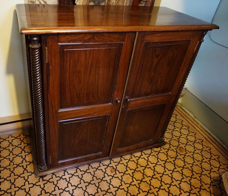 Colonial Rosewood Carved Hutch Linen Cabinet with Barley Twist Columns ...