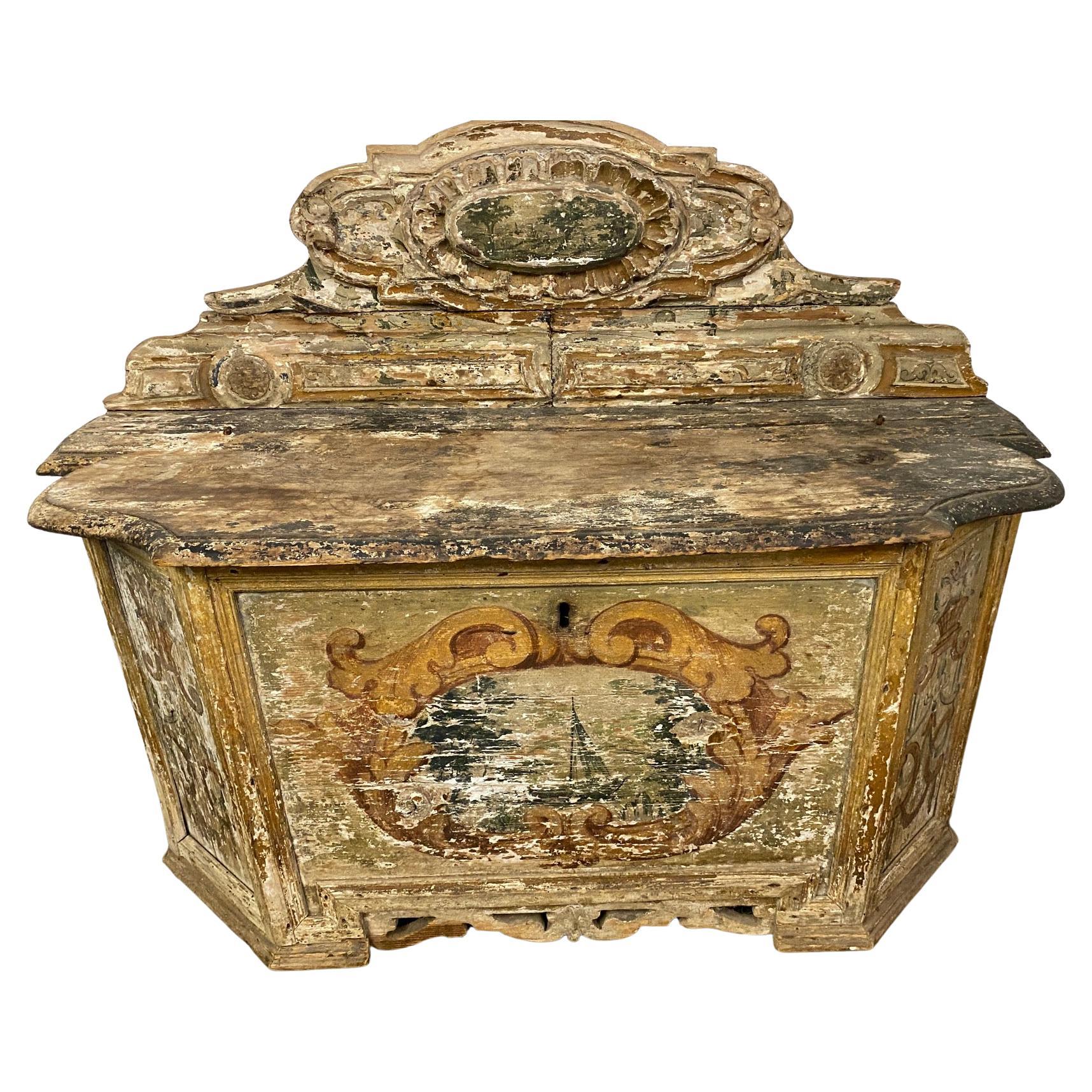 Mid-19th Century Profusely Inlaid Continental Walnut Dome Chest at 1stDibs