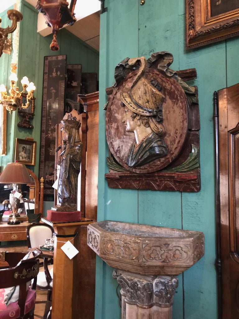 19th C. Crest Medallion Barge Maritime Maria Wood London Wall Plaque ...