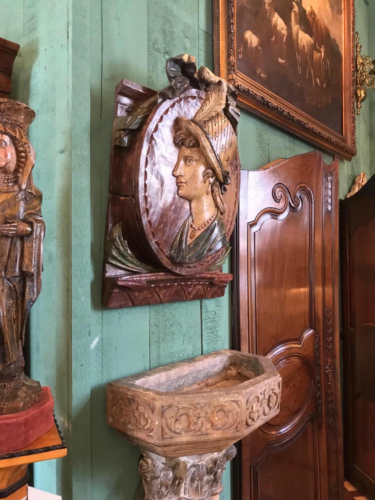 19th C. Crest Medallion Barge Maritime Maria Wood London Wall Plaque ...