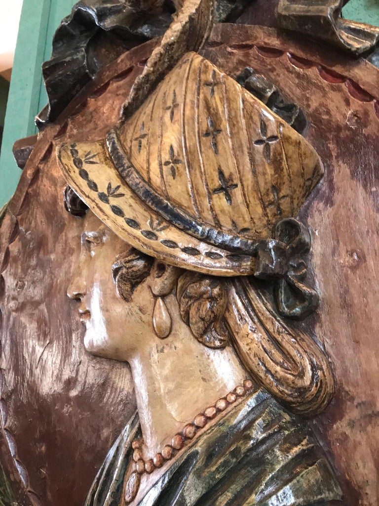 19th C. Crest Medallion Barge Maritime Maria Wood London Wall Plaque ...