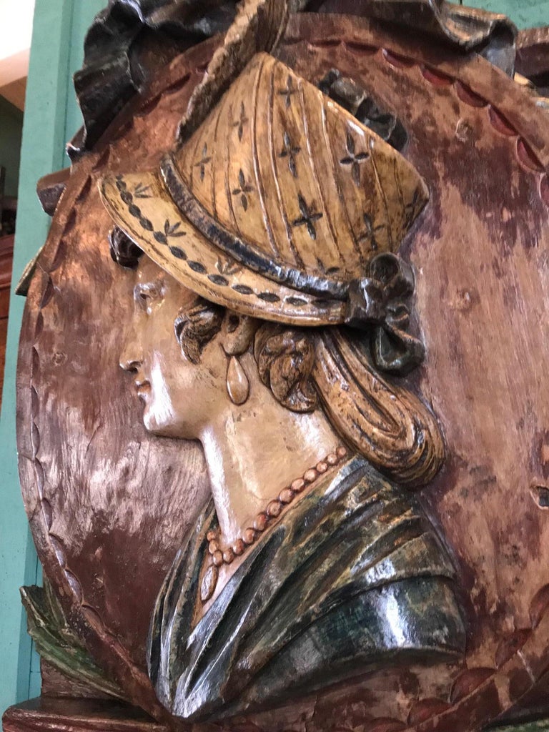 19th C. Crest Medallion Barge Maritime Maria Wood London Wall Plaque ...