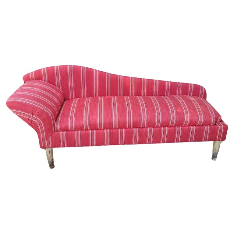 19th C Daybed in Red and White Ticking For Sale at 1stDibs