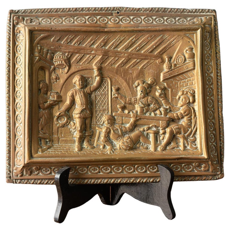 19th C., Decorative Metal Plate with Ornaments at 1stDibs