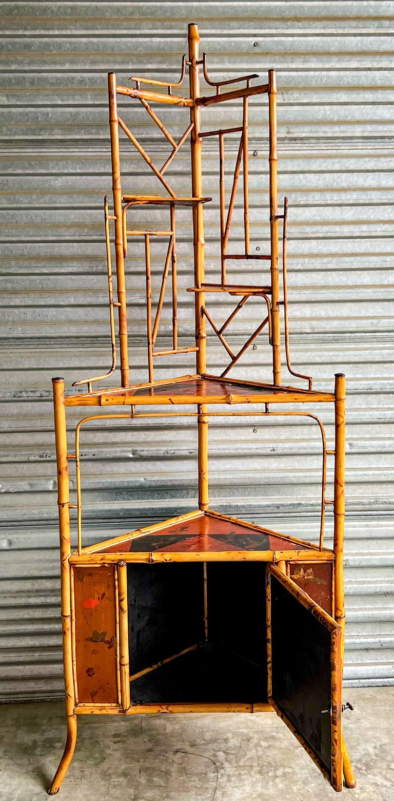 19th-C. English Aesthetic Movement Bamboo Corner Cabinet For Sale at ...