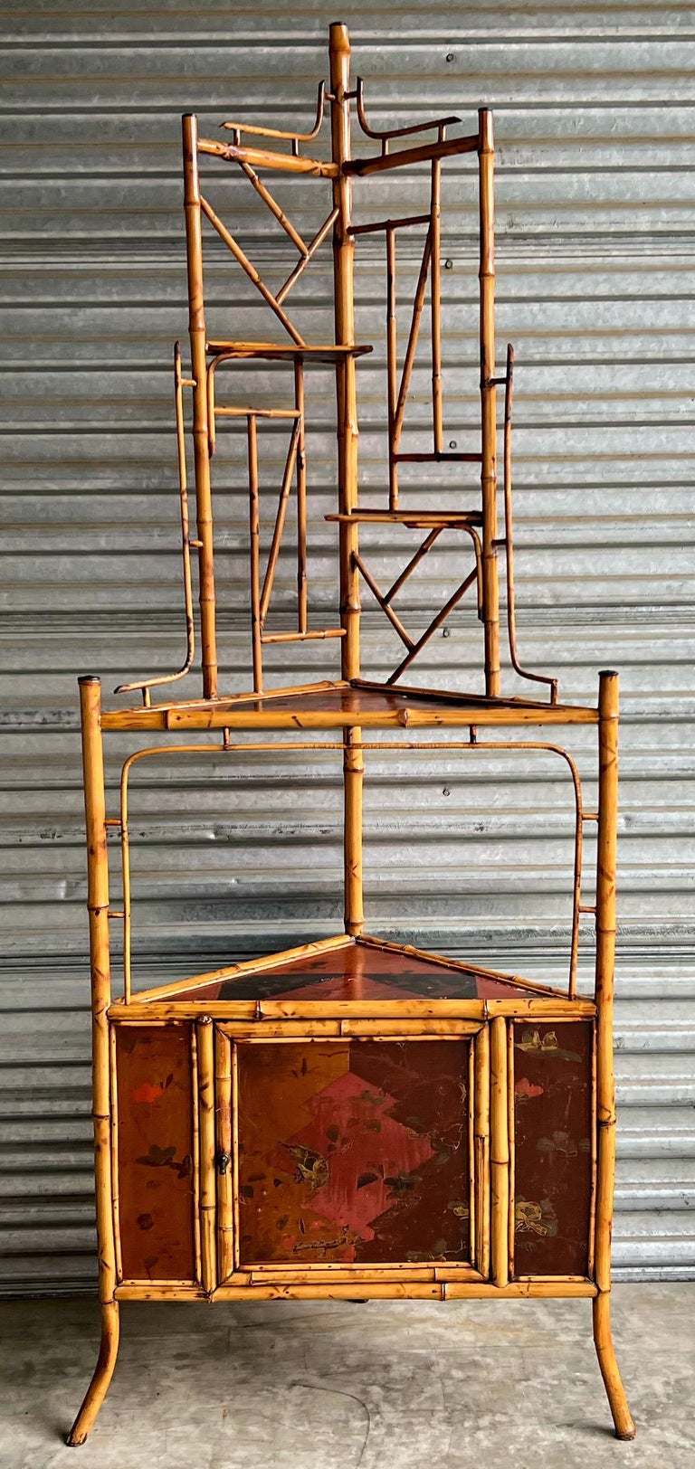 19th-C. English Aesthetic Movement Bamboo Corner Cabinet For Sale at ...