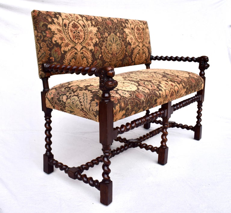 19th C. English Barley Twist Bench in Oak William and Mary For Sale at ...