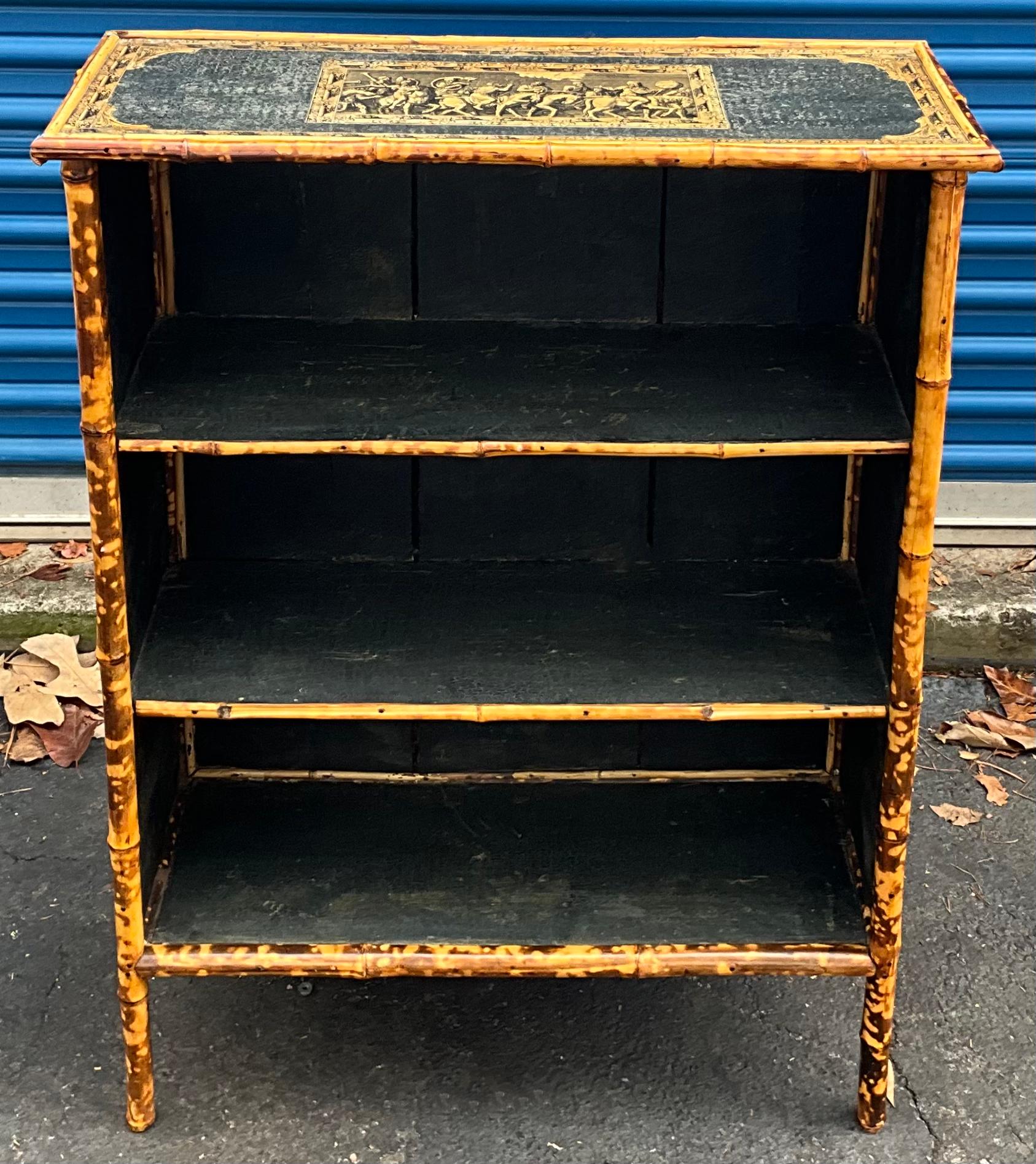 19th Century English Burnt Bamboo Neo+Classical Style Bookcase at 1stDibs