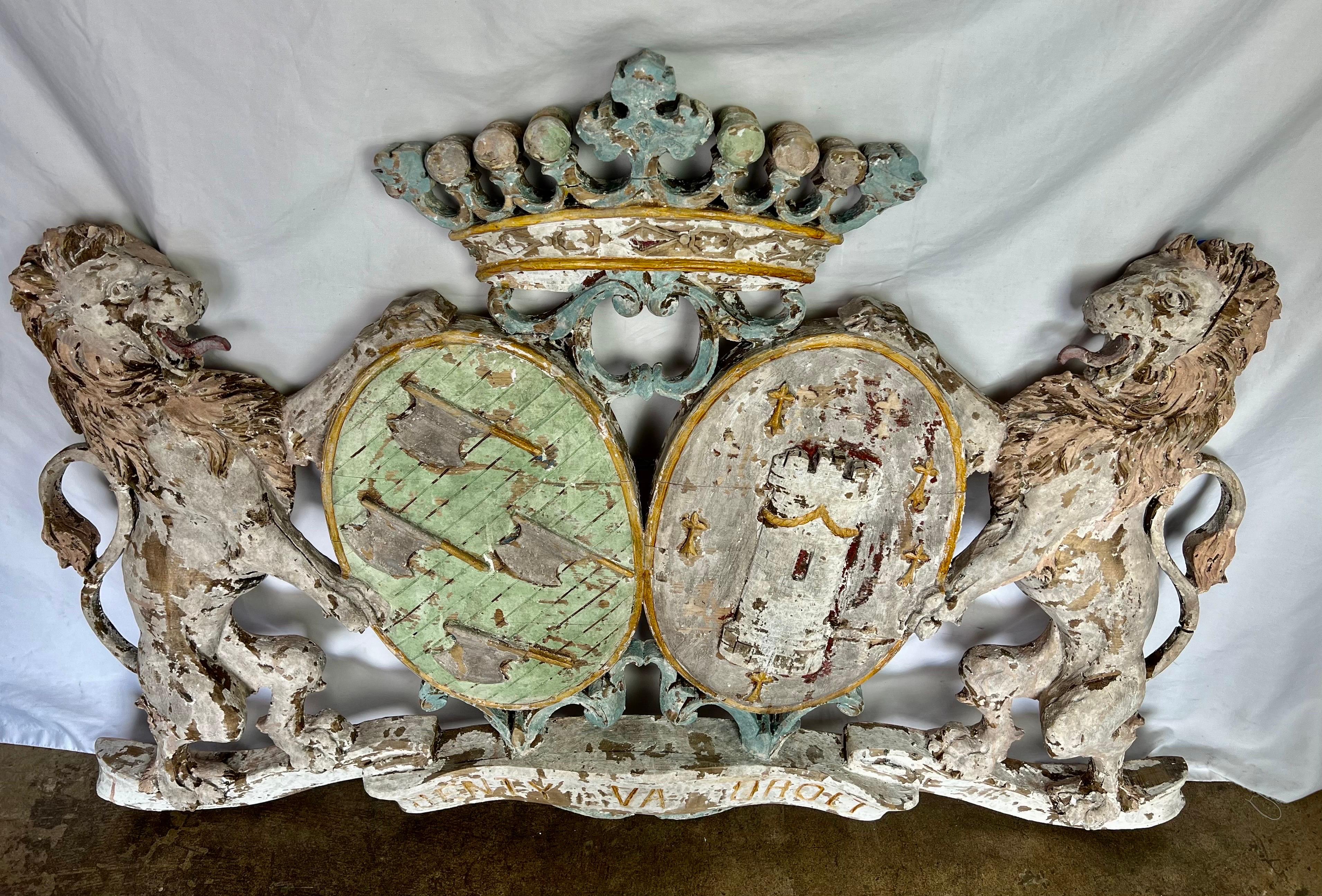 19th C. English Carved Royal Family Crest For Sale at 1stDibs