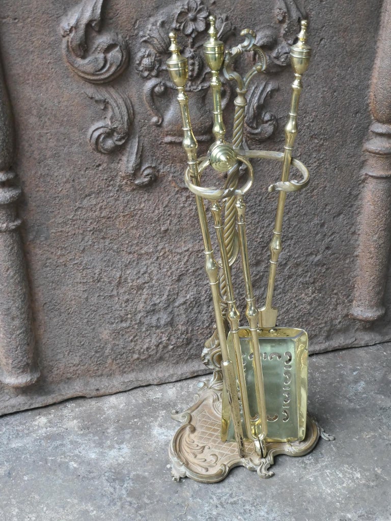 19th C. English Polished Brass Victorian Fireside Companion Set For ...