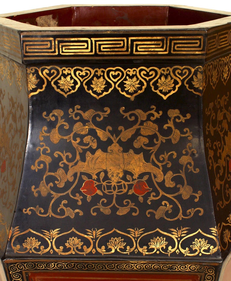 Pair of English Regency Style Lacquered Chinoiserie Floor Vases For ...