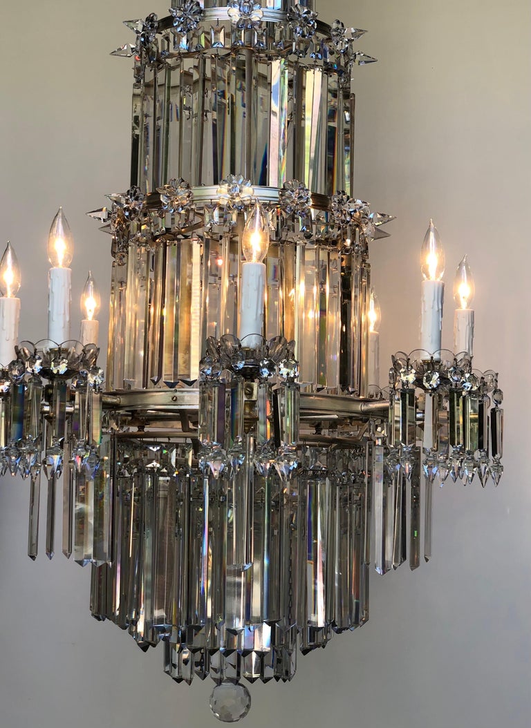 19th C. English Regency Waterfall Silver Plate and Crystal Chandelier ...