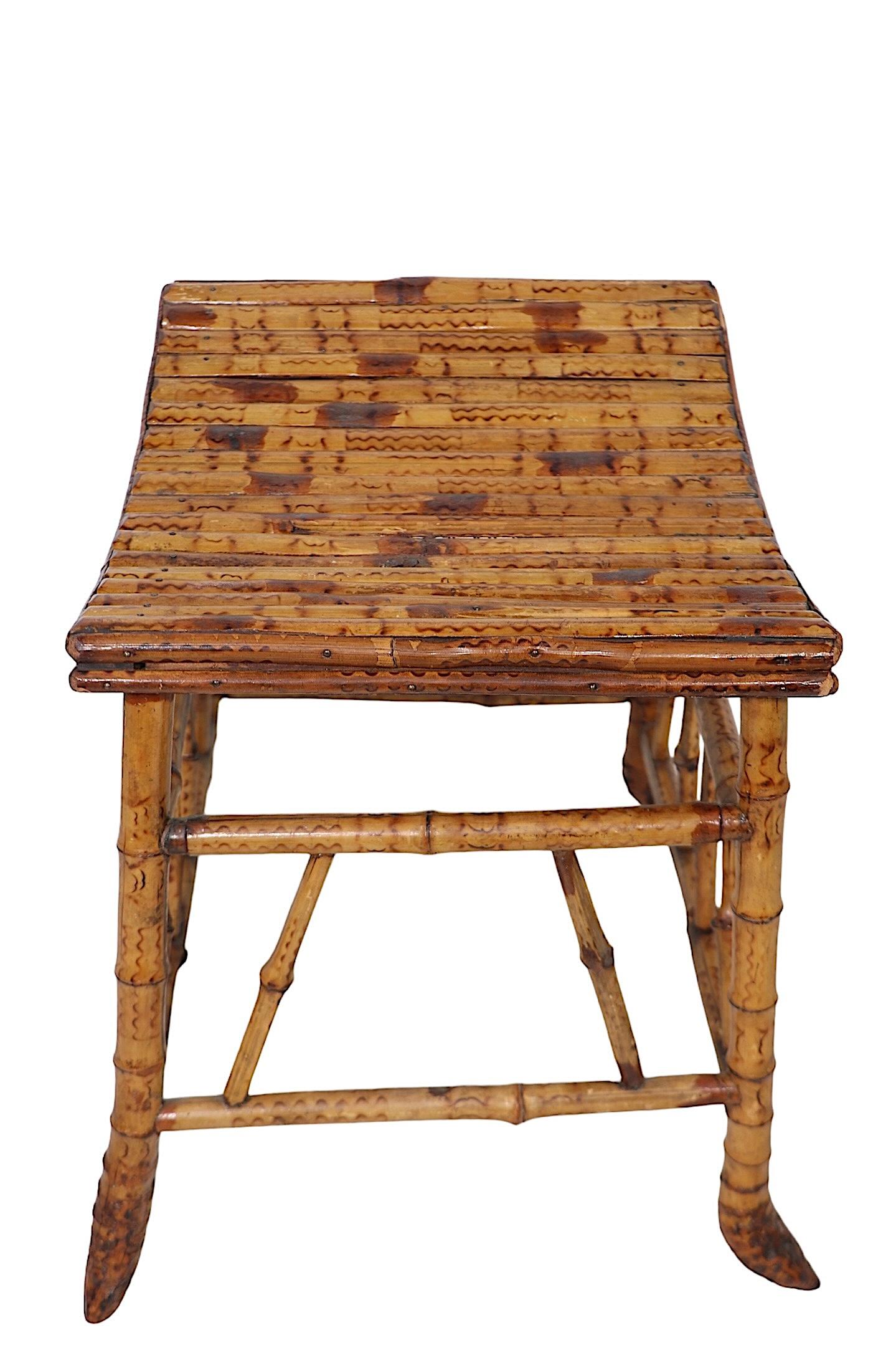19th C English Saddle Seat Bamboo Bench Stool For Sale at 1stDibs