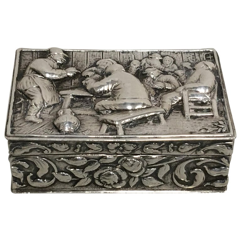 19th Century English Sterling Silver Snuff Box For Sale at 1stDibs