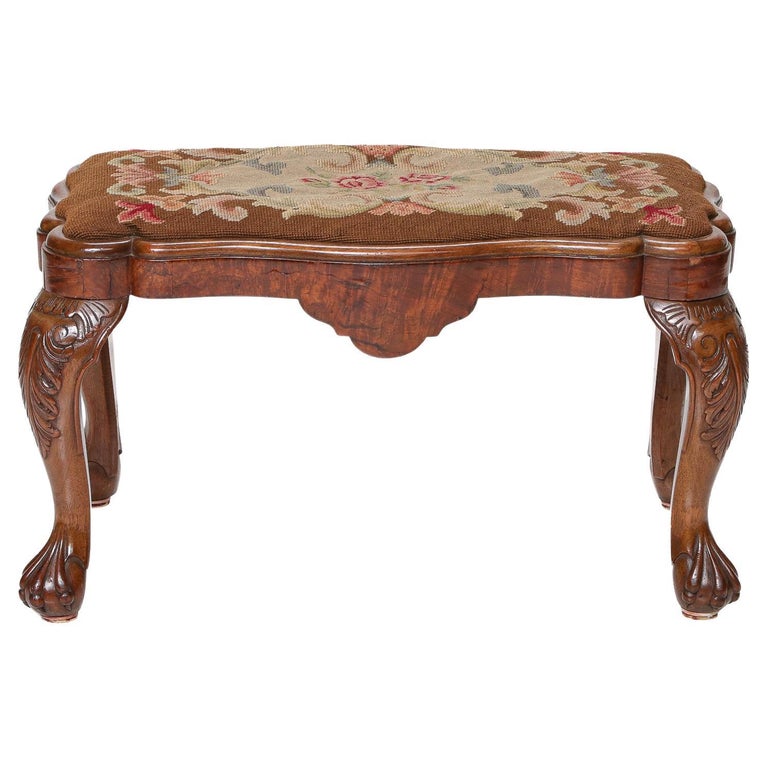 19th C. English Walnut Stool For Sale at 1stDibs
