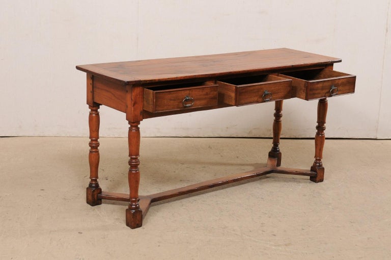 19th C. English Wooden Sofa or Console Table w/ 3 Drawers and Nicely ...