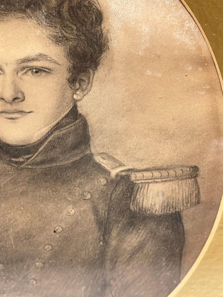 19th C French Drawing of a Handsome Monarchie de Juillet Cadet, Paris ...