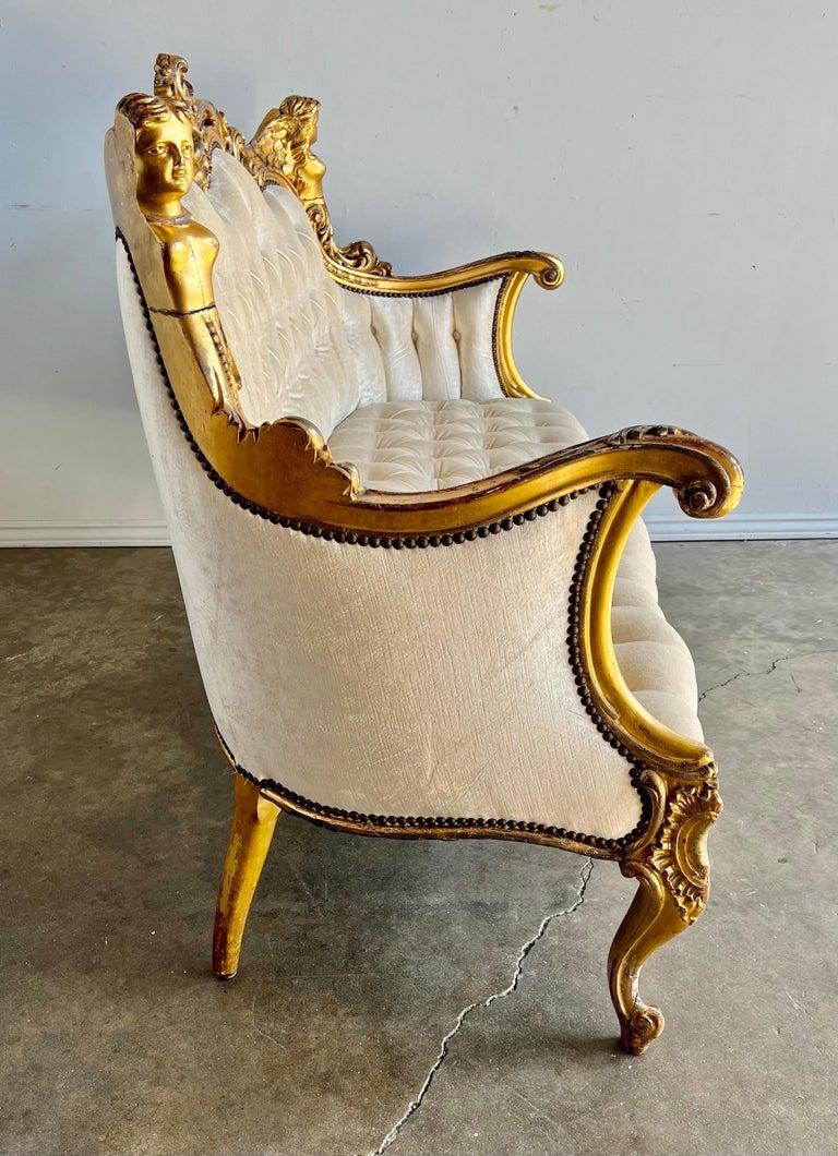 19th C. French Gilt Wood Louis XIV Style Settee For Sale at 1stDibs