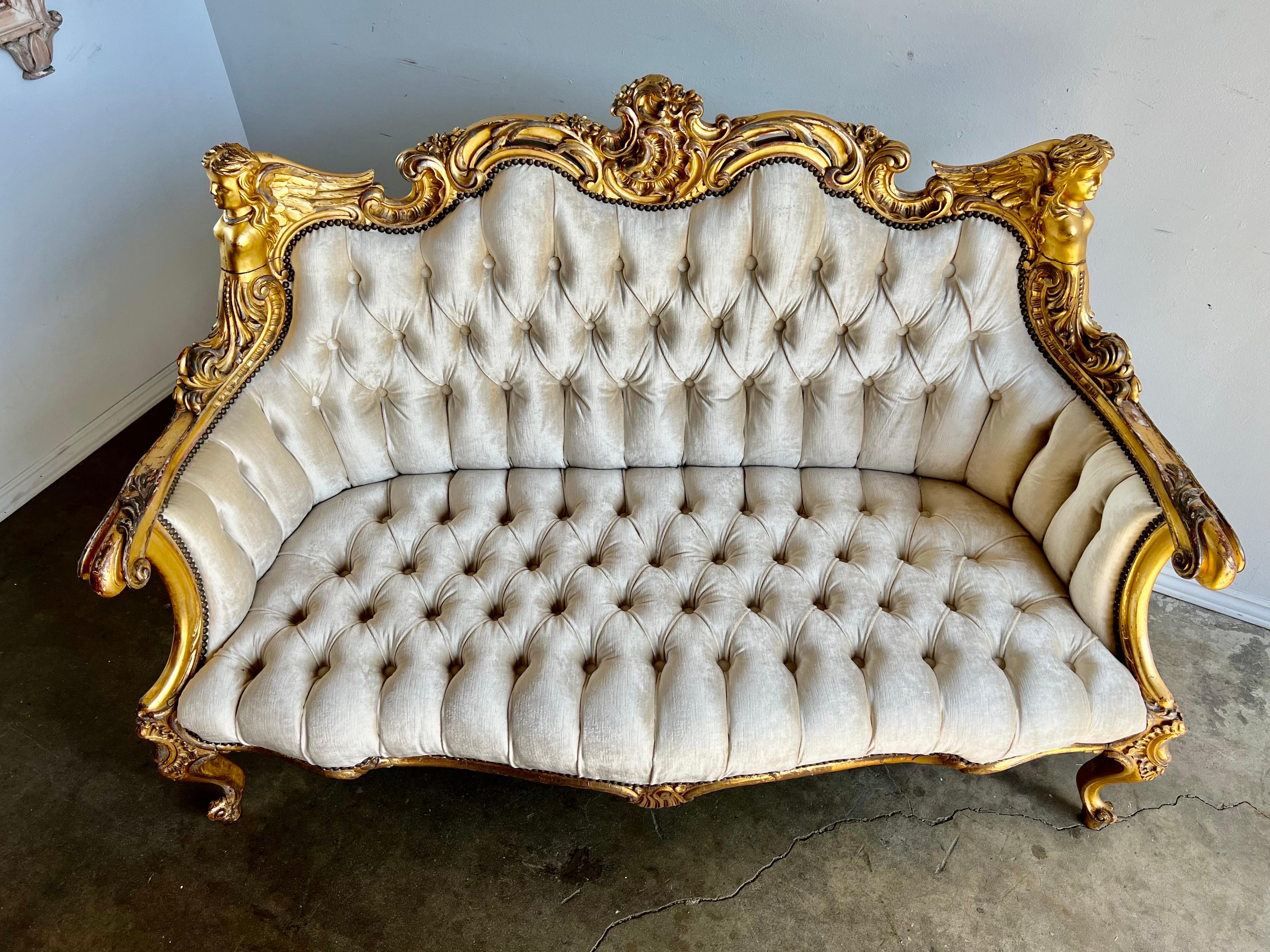 19th C. French Gilt Wood Louis XIV Style Settee For Sale at 1stDibs ...