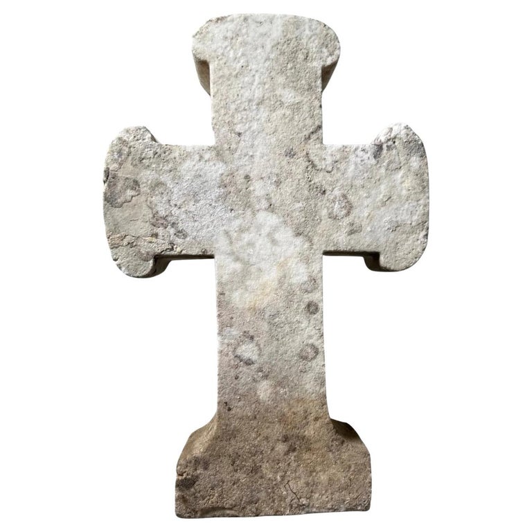 19th C. French Graveyard Stone Cross For Sale at 1stDibs