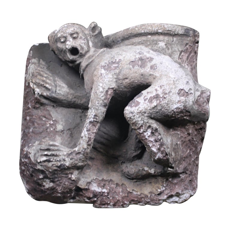 French Grotesque Medieval Plaster Releif of Monkey Architectural ...