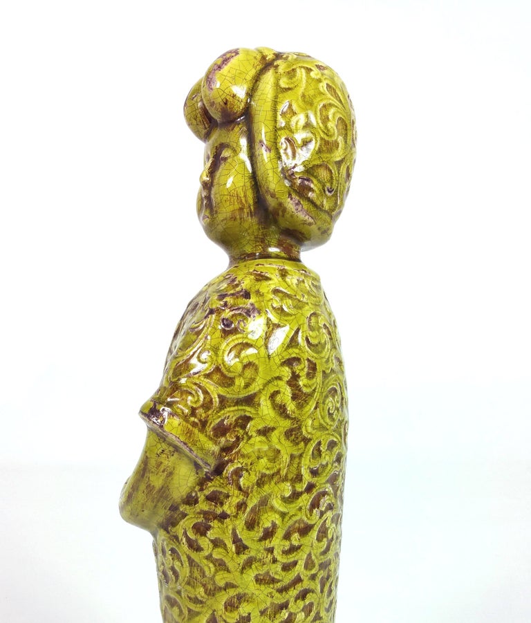 19th Century French Large Pottery Figure of a Geisha For Sale at 1stDibs