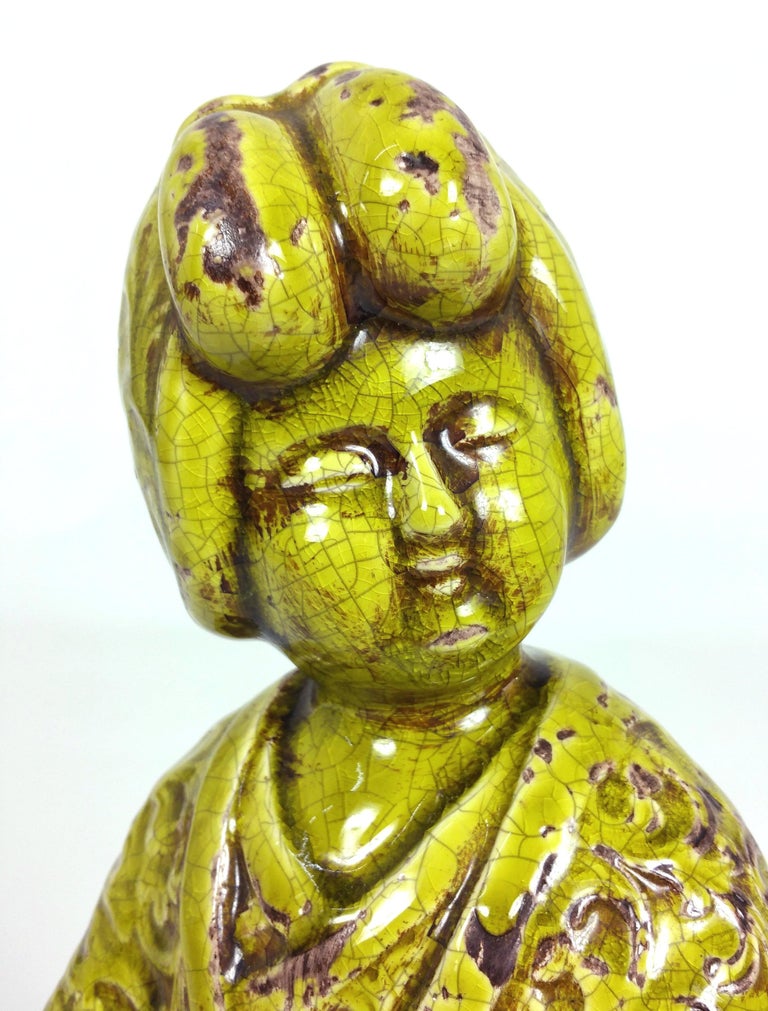 19th Century French Large Pottery Figure of a Geisha For Sale at 1stDibs