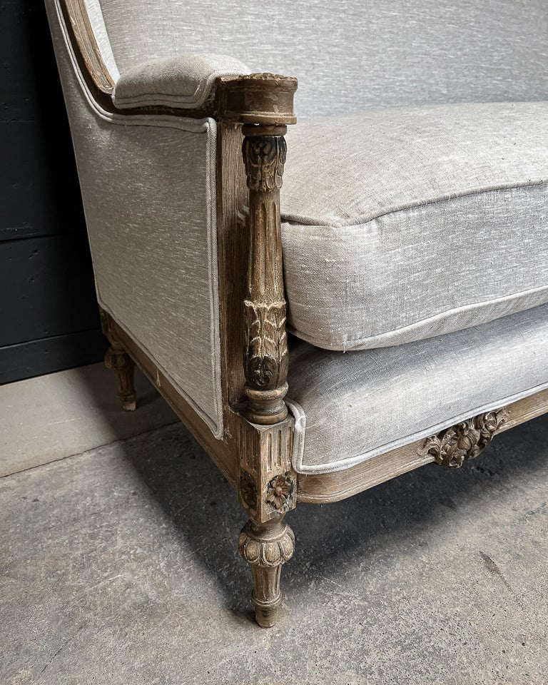 19th c. French Louis XVI Style Bergere Sofa For Sale at 1stDibs