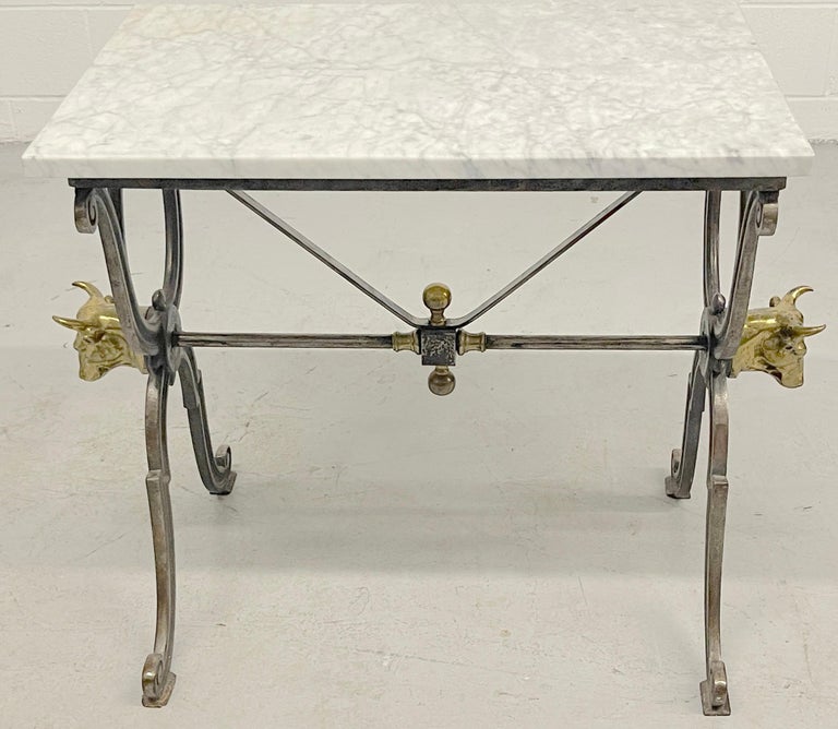 19th C. French Marble and Iron Figural Bull Motif Butcher's Table For ...