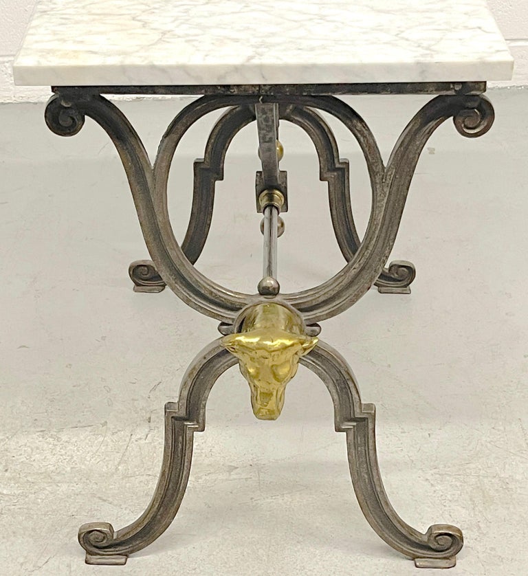 19th C. French Marble and Iron Figural Bull Motif Butcher's Table For ...