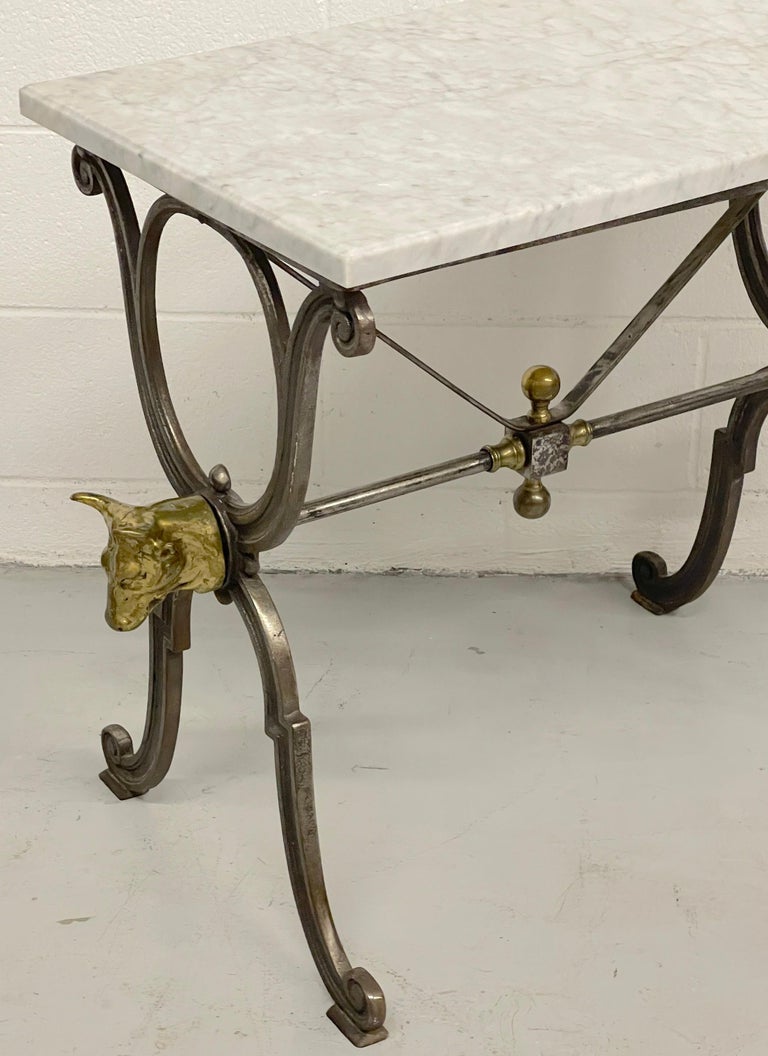 19th C. French Marble and Iron Figural Bull Motif Butcher's Table For ...