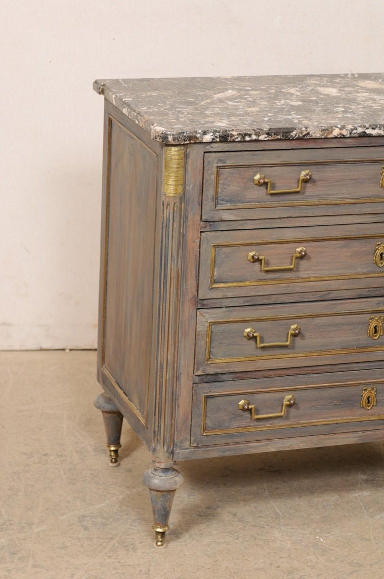 19th C. French Neoclassical Commode w/Marble Top and Brass Trimmings ...